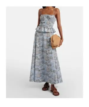 Staud Floral Cotton Midi Skirt