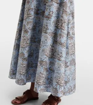 Staud Floral Cotton Midi Skirt