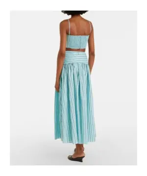 Staud Procida Striped Cotton-blend Maxi Skirt