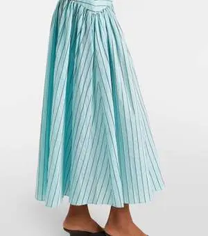 Staud Procida Striped Cotton-blend Maxi Skirt