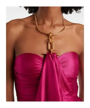Balmain Draped Ruffled Satin Bustier Gown