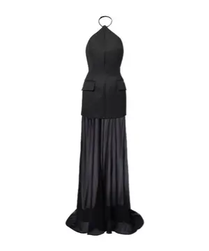 Sportmax Pinne Silk-trimmed Halterneck Maxi Dress