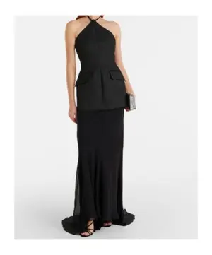 Sportmax Pinne Silk-trimmed Halterneck Maxi Dress
