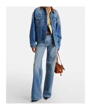 Versace Suede-trimmed Denim Jacket