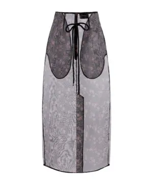 Simone Rocha Floral Midi Skirt - Gray