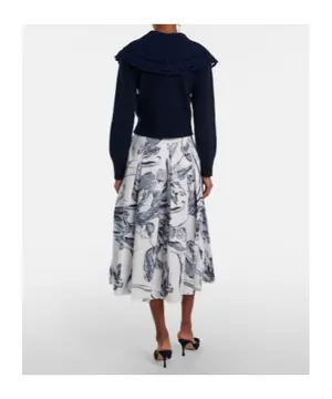 Erdem Floral Cotton Poplin Midi Skirt