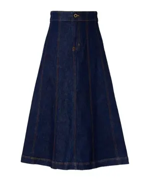 Veronica Beard Alix Denim Midi Skirt - Blue