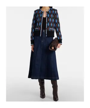 Veronica Beard Alix Denim Midi Skirt