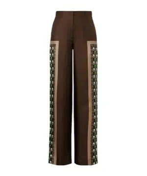 Tory Burch Printed Silk Twill Palazzo Pants - Black