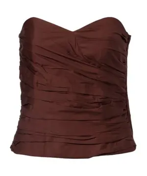 ADRIANA DEGREAS Strapless Cotton Top - Red
