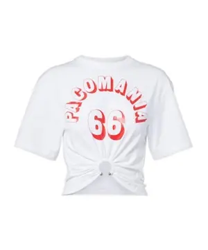 Rabanne Printed Cropped Cotton-blend T-shirt - White