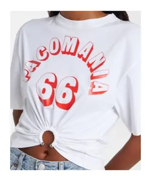 Rabanne Printed Cropped Cotton-blend T-shirt