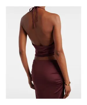 AYA MUSE Kaima Draped Jersey Crop Top