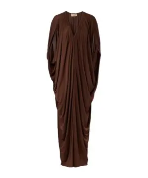 ADRIANA DEGREAS Draped Maxi Dress - Brown