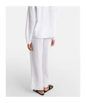 Velvet By Graham & Spencer Cotton Muslin Wide-leg Pants With Lace Trim