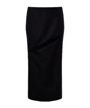 JIL SANDER Cutout Wool And Mohair Midi Skirt