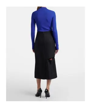 JIL SANDER Cutout Wool And Mohair Midi Skirt