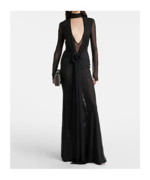 David Koma Floral-appliqué Mesh Gown