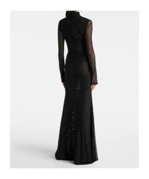 David Koma Floral-appliqué Mesh Gown