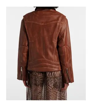 JACQUES WEI Long-sleeved Leather Jacket