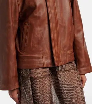 JACQUES WEI Long-sleeved Leather Jacket