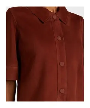 YVES SALOMON Suede Polo Dress