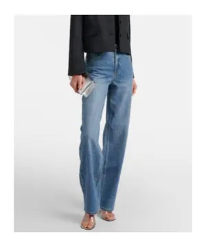 SELF-PORTRAIT Embellished High-rise Straight Jeans