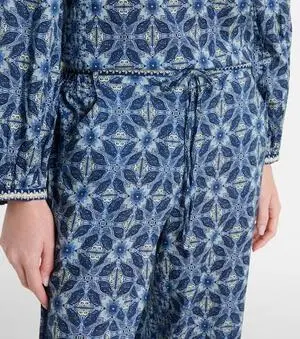 Velvet By Graham & Spencer Kendra Printed Cotton Wide-leg Pants