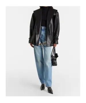 AREA Distressed Embellished Wide-leg Jeans
