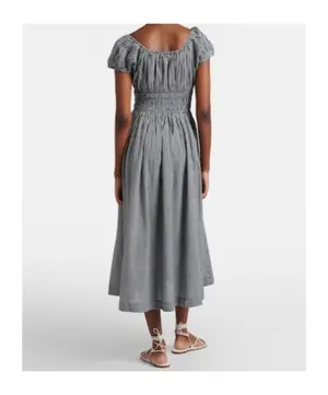 DÔEN Quinley Gathered Gingham Cotton Midi Dress