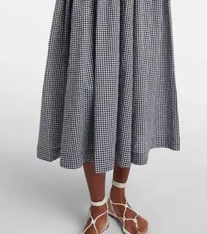 DÔEN Quinley Gathered Gingham Cotton Midi Dress