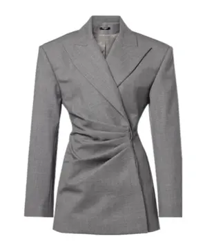 Balmain Draped Virgin Wool Blazer Dress