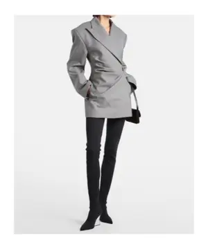 Balmain Draped Virgin Wool Blazer Dress