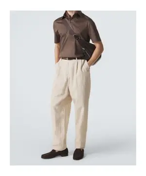 Giorgio Armani Pinstripe Linen Wide-leg Pants