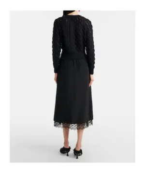 Simone Rocha Lace-trimmed Crêpe De Chine Midi Skirt