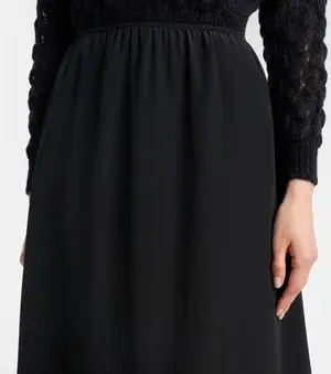 Simone Rocha Lace-trimmed Crêpe De Chine Midi Skirt