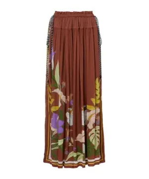 ALEMAIS Floral Wide-leg Pants - Brown