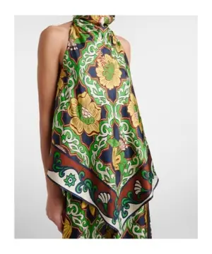 ALEMAIS Printed Silk Satin Top