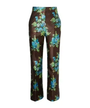 ALEMAIS Floral Satin Bootcut Pants - Black