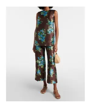 ALEMAIS Floral Satin Bootcut Pants