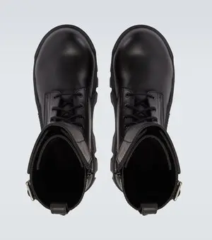 Balenciaga Bulldozer Debossed Leather Combat Boots