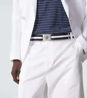 Ralph Lauren Striped Leather-trimmed Belt