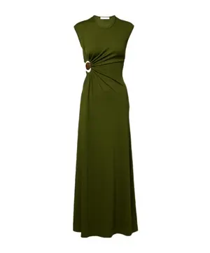 Christopher Esber Mineral Stone Embellished Jersey Maxi Dress - Green