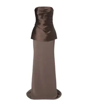 Solace Alia Strapless Satin Crepe Dress - Brown