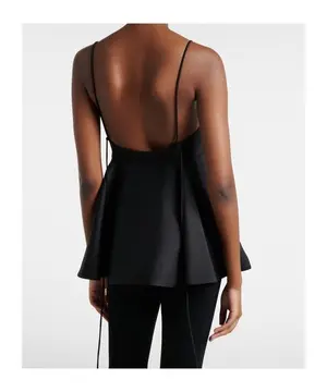RÓHE Wool And Silk Blend Ruffled Camisole - Black