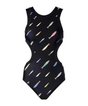 Staud Dolce Cutout Printed Swimsuit - Black