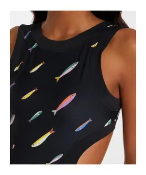 Staud Dolce Cutout Printed Swimsuit