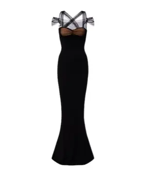 NENSI DOJAKA Draped Maxi Dress - Black