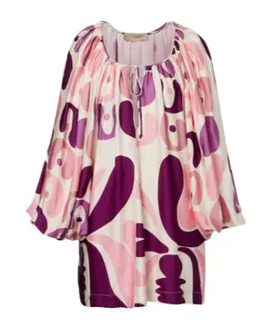ADRIANA DEGREAS Printed Satin Minidress - Pink