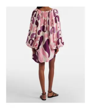 ADRIANA DEGREAS Printed Satin Minidress